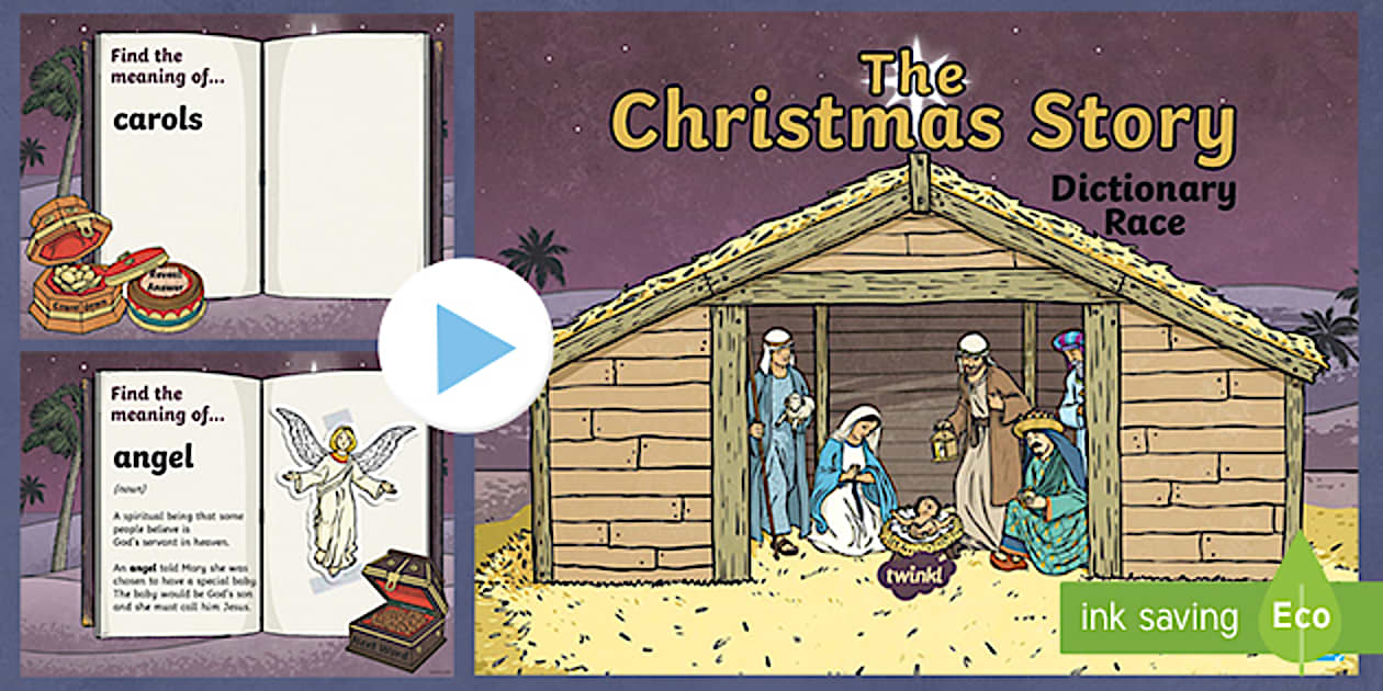 The Christmas Story Dictionary Race PowerPoint - Twinkl