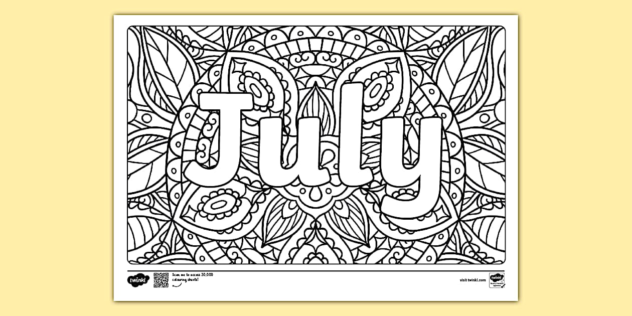 July Mindfulness Colouring Page (teacher made) - Twinkl