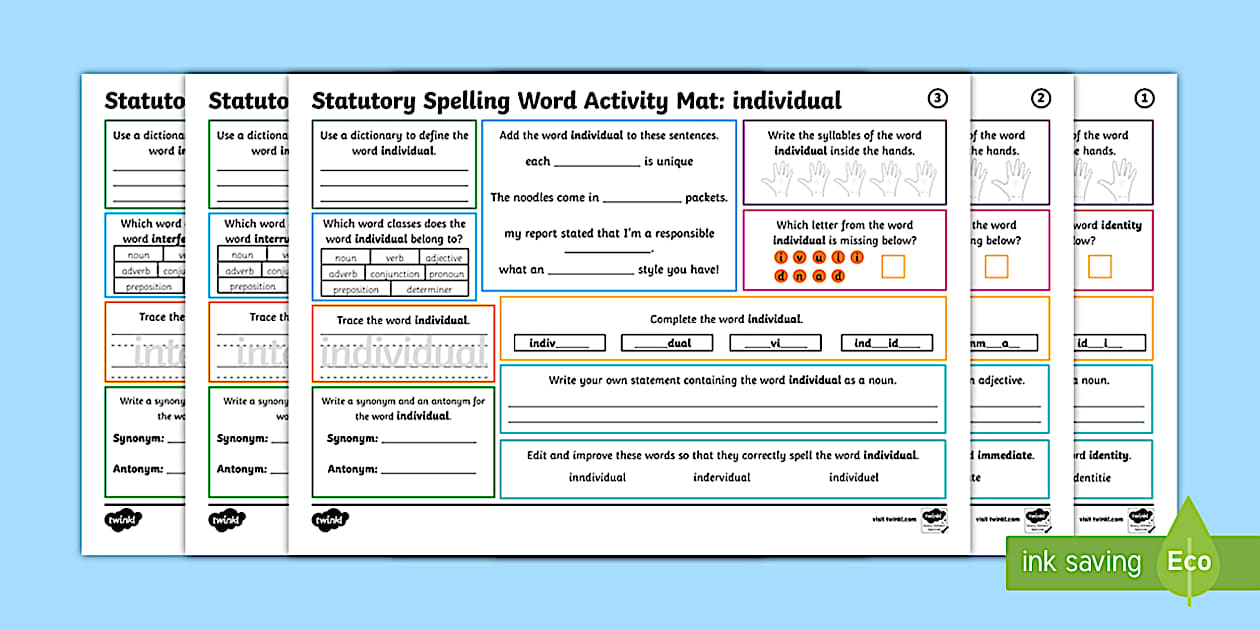 Cursive Year 5 and 6 Statutory Spelling Words Activity Mat Pack 11