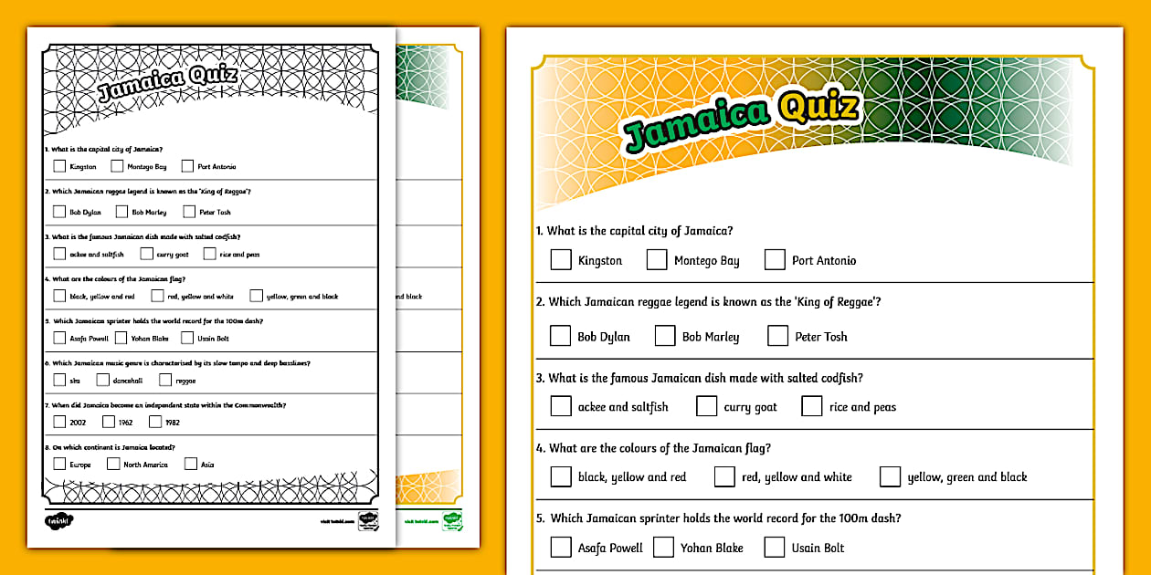 General Knowledge about Jamaica Quiz (teacher made) - Twinkl