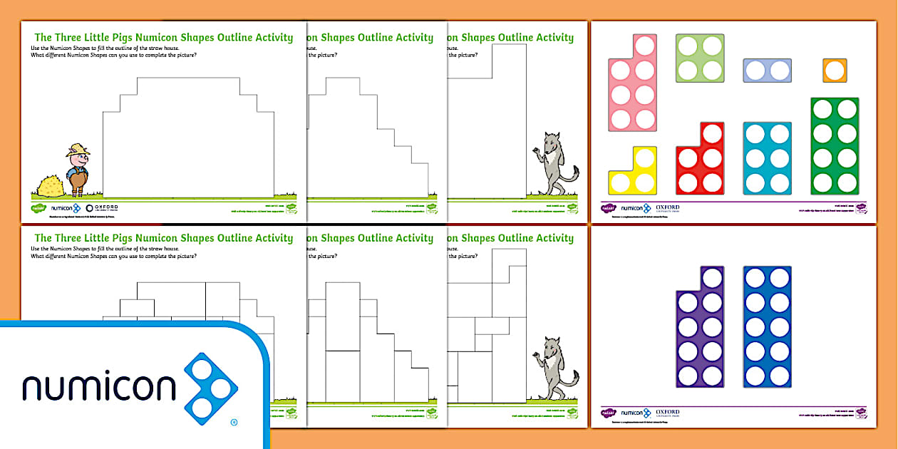 👉 Three Little Pigs Numicon Shapes Activity Pack - Twinkl