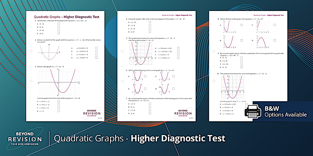 👉 Quadratic Graphs GCSE Questions | Diagnostic Test | Maths