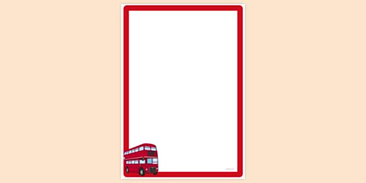 Black and White Red London Bus Page Border (teacher made)