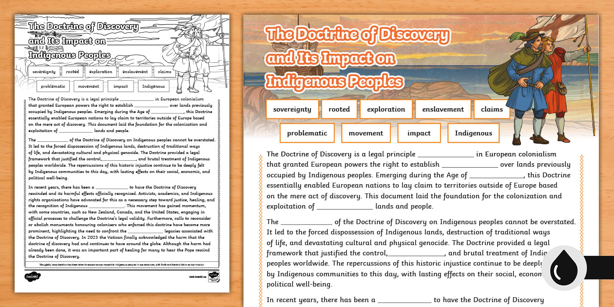 FREE! - The Doctrine of Discover Cloze Activity - Twinkl