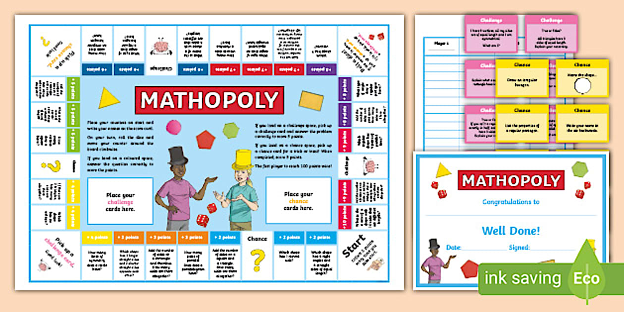 2D Shape Mathopoly Game (teacher made) - Twinkl