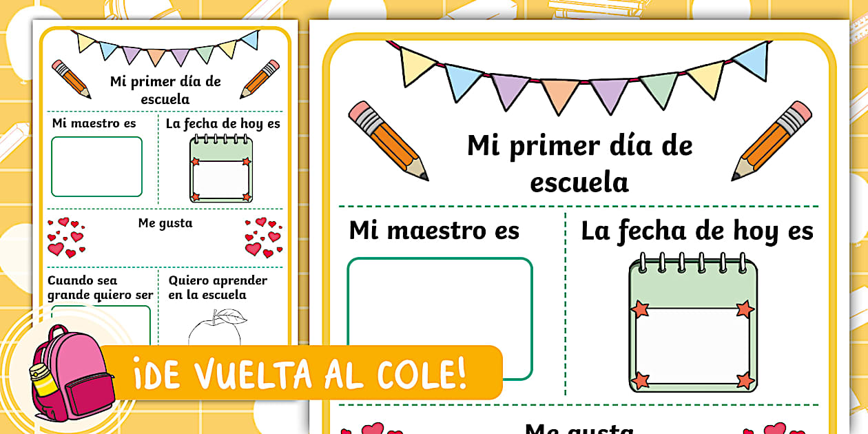 Póster: Mi primer día de escuela | Twinkl