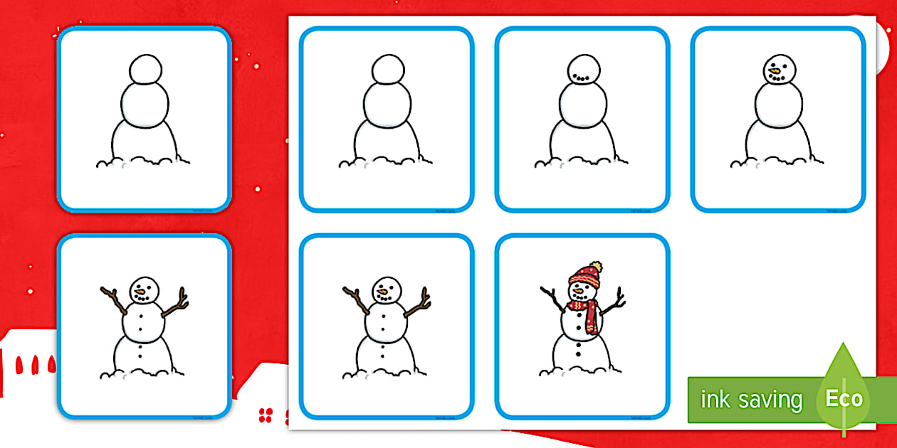 Editable 5 Step Sequencing Cards: Building A Snowman