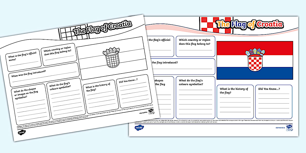 Croatia Flag Fact File Template (teacher made) - Twinkl