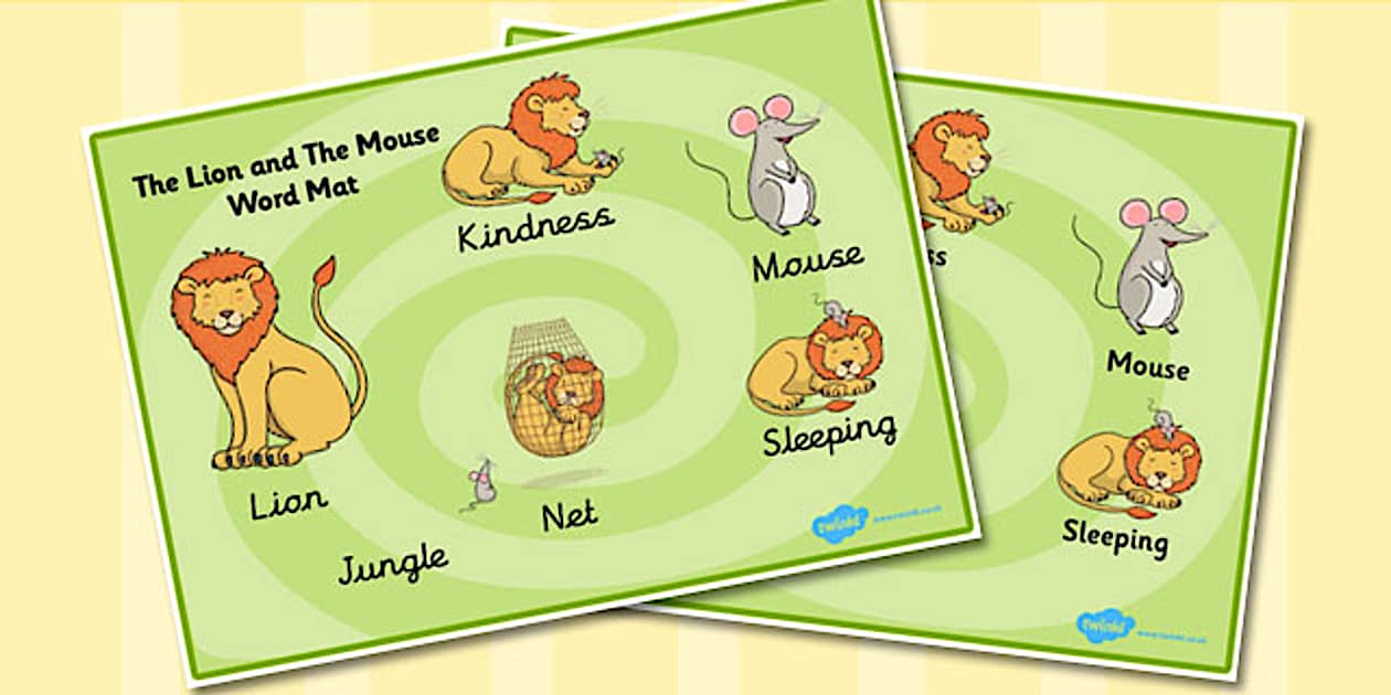 Cursive The Lion And The Mouse Word Mat (teacher made)