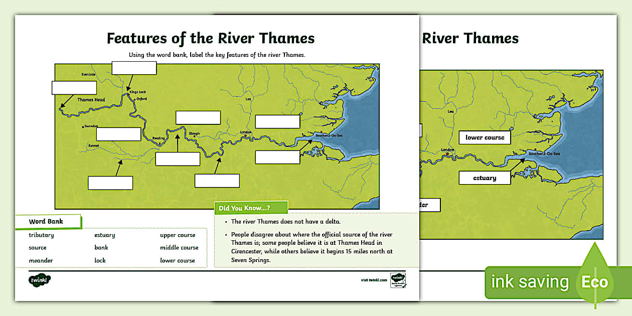 The River Thames Map Labelling Activity (teacher made)