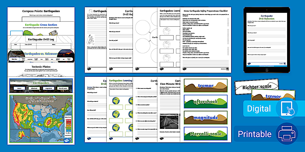 Earthquakes Activity Pack for 3rd-5th Grade (teacher made)