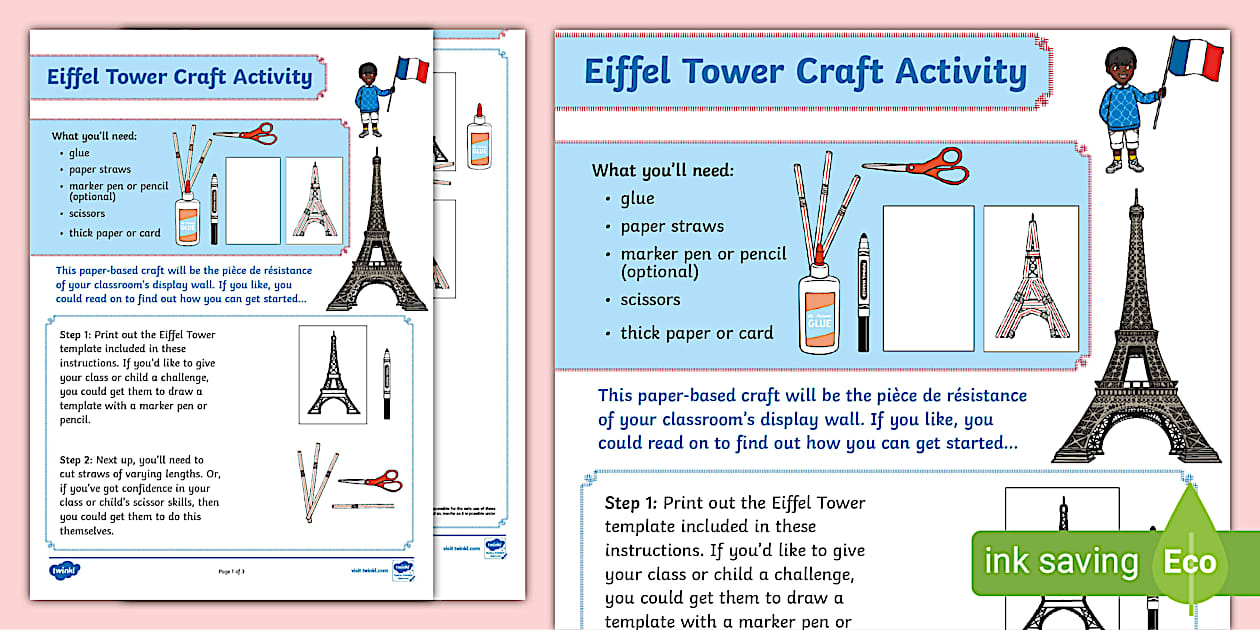 Eiffel Tower Craft Activity (creat de profesori) - Twinkl