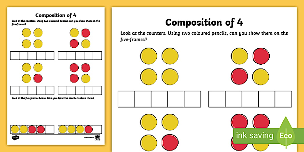 Editable Double-sided Counters: Composition of 4 Worksheet