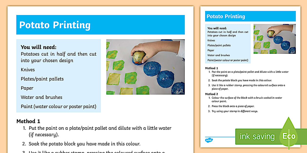 Potato Printing Activity (teacher made) - Twinkl