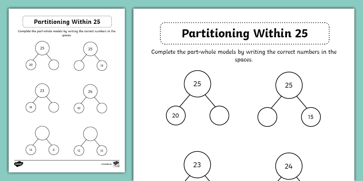 👉 Partitioning Within 25 Activity Sheet - Twinkl - KS1