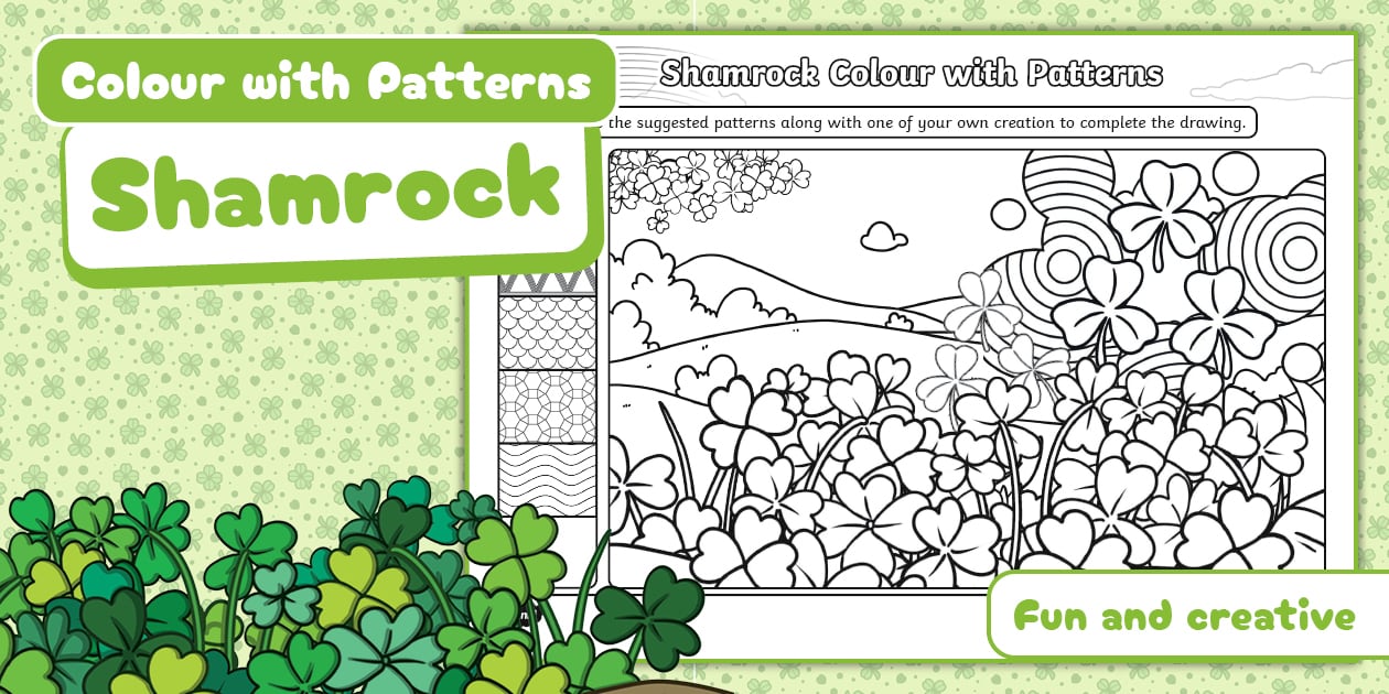 Shamrock Colour with Patterns Worksheet