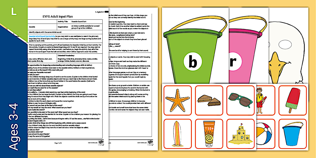 EYFS Seaside Sound Sort Adult Input Plan and Resource Pack