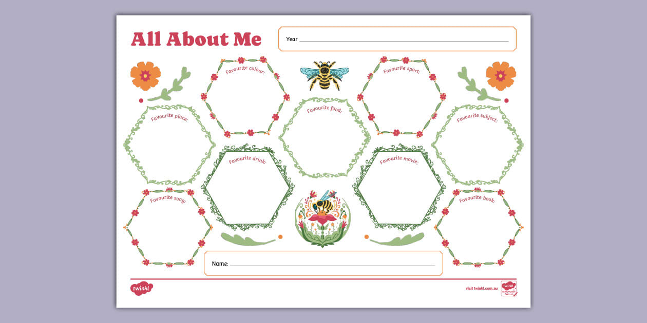 Bee-Themed All About Me Poster (teacher made) - Twinkl