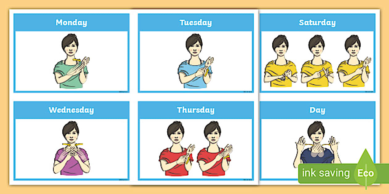 BSL Days of the Week Signs Flashcards (Teacher-Made)