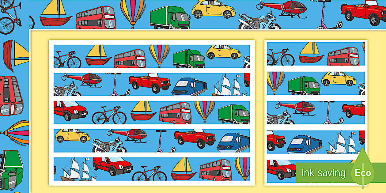Black and White Transport Display Borders (teacher made)
