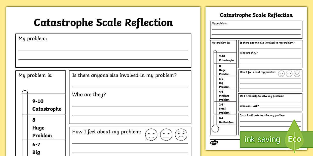 Catastrophe Scale Reflection Worksheet (teacher made)