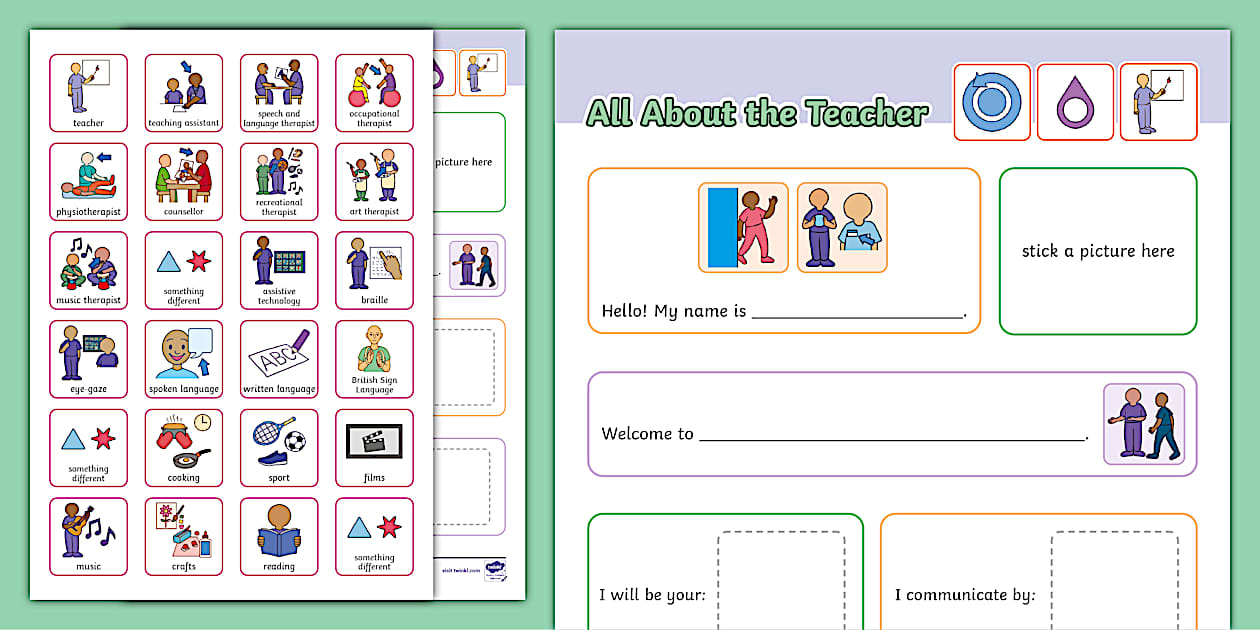 Twinkl Symbols: Meet the Teacher One Page Profile - Twinkl