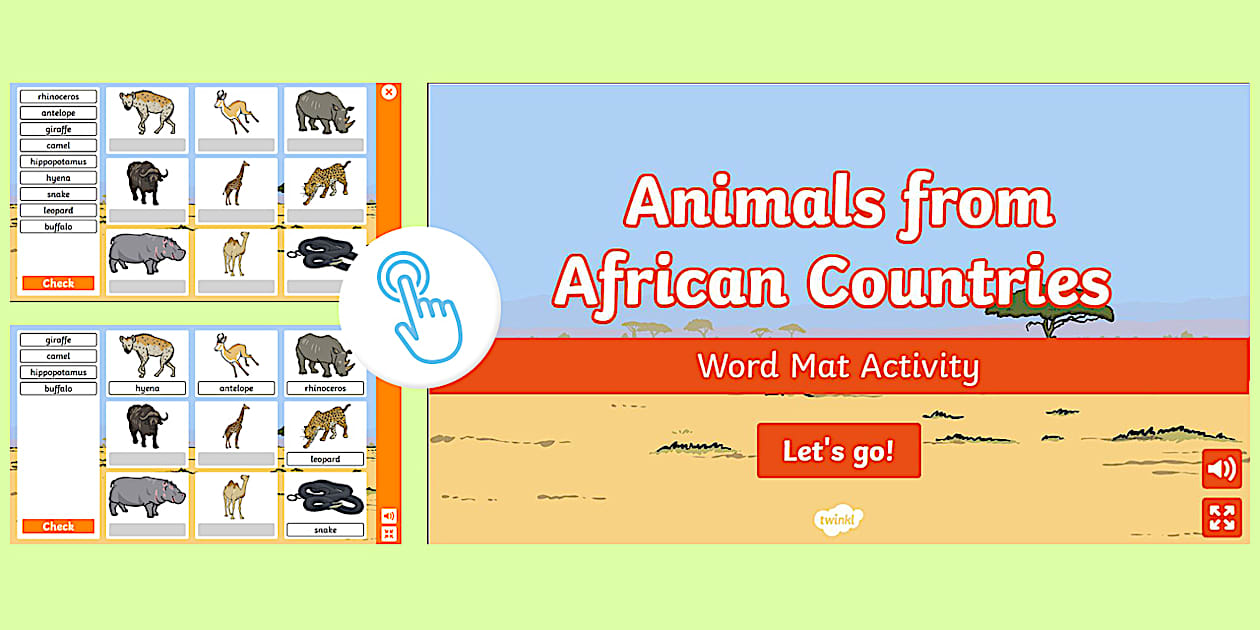 Animals from African Countries Interactive Word Mat Activity