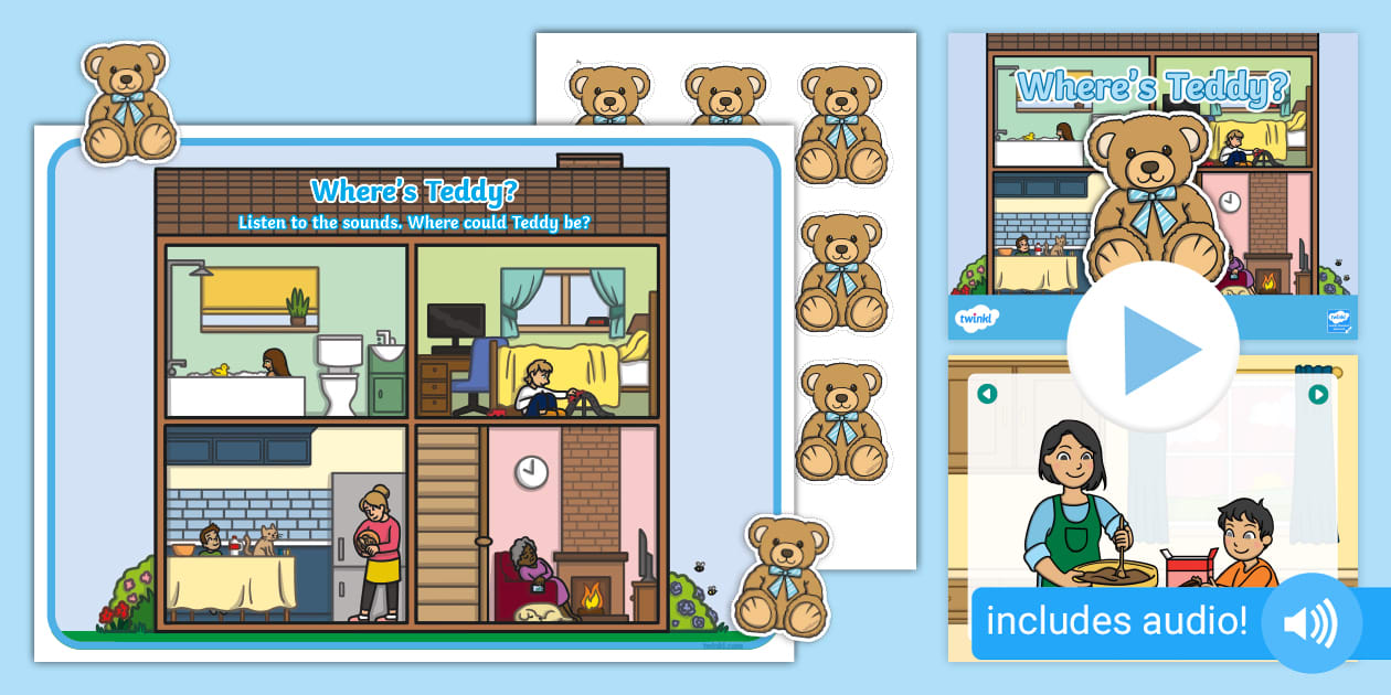 Where's Teddy? Phase 1 Phonics Games Interactive Resources