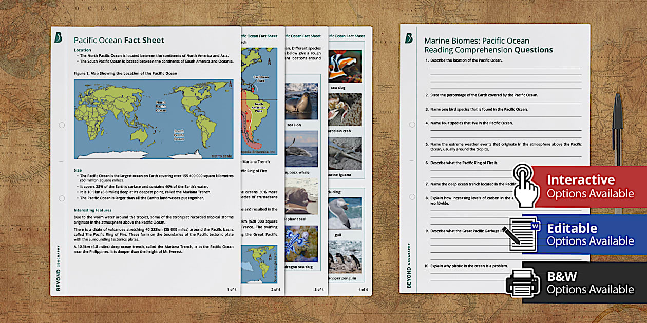 Pacific Ocean Reading Comprehension | Biomes GCSE Geography