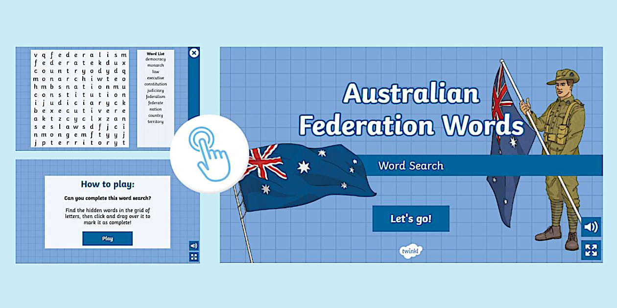 Australian Federation Words Word Search (teacher made)