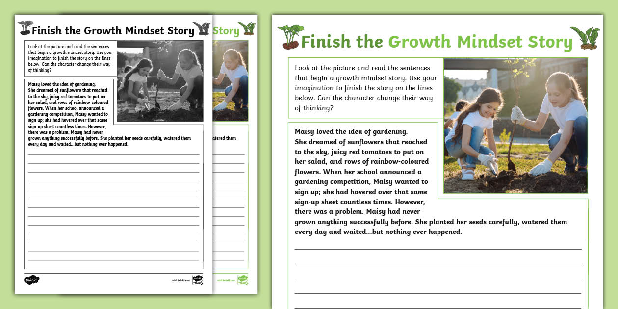 Growth Mindset Themed Finish the Story Writing Template