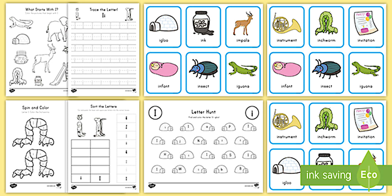 Letter I Worksheet and Activity Pack - Alphabet - ELA