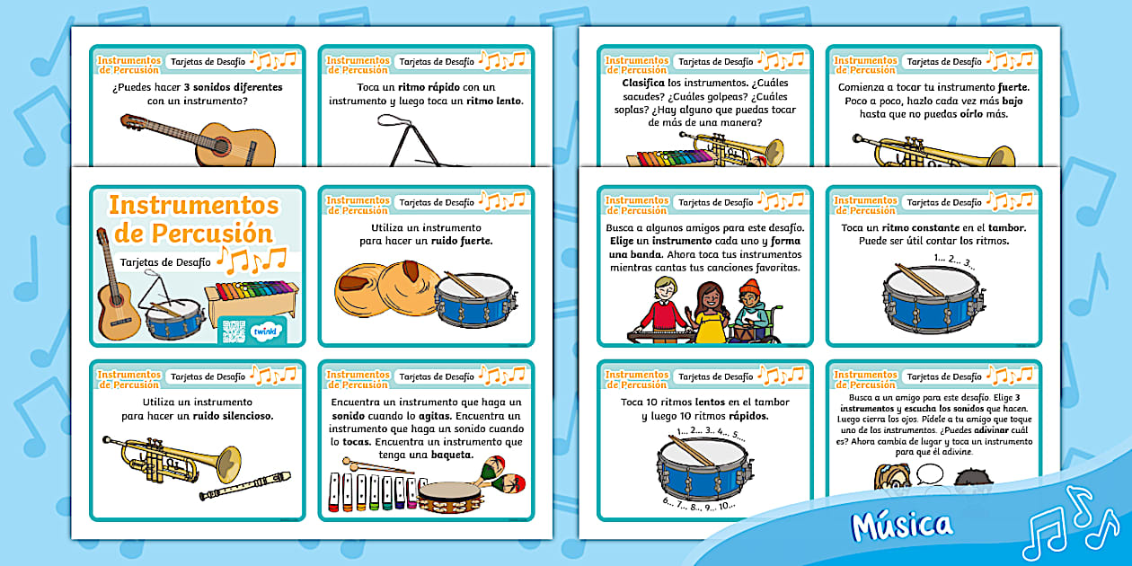Tarjetas | Desafío | Instrumentos | Percusión | Música
