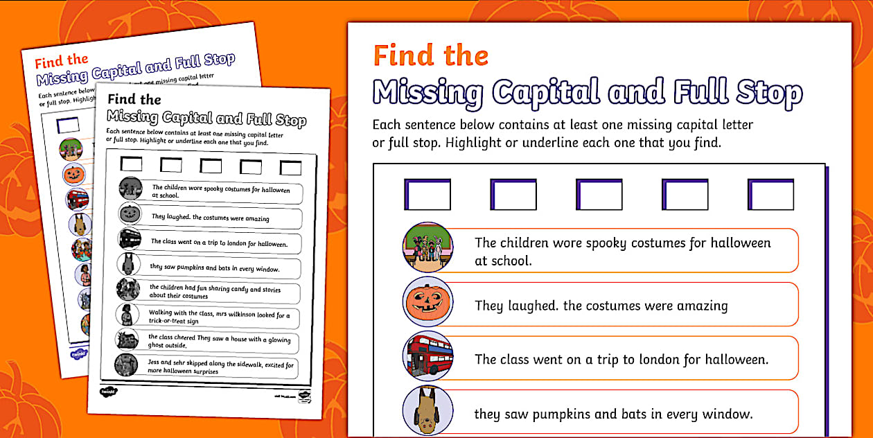 Find the Mistake Capital Letters and Full Stops Worksheet