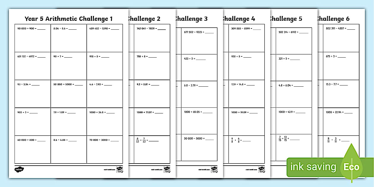 👉 Year 5 Arithmetic Challenge Pack Year 5 Arithmetic