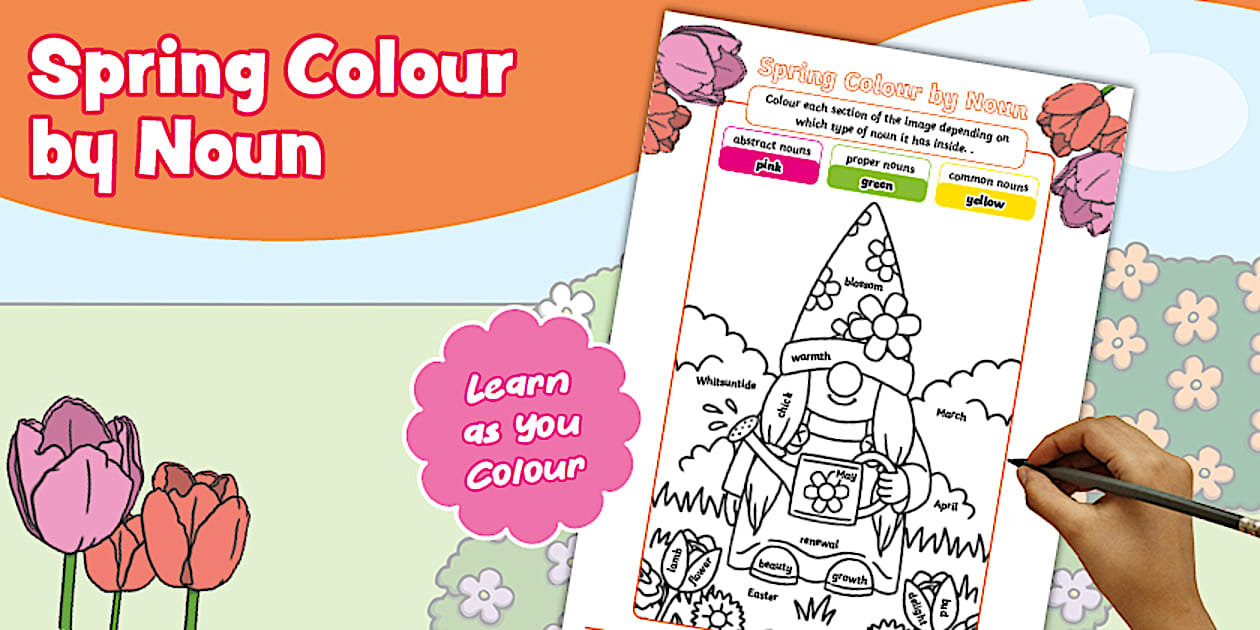 Spring -Themed Colour by Noun Worksheet