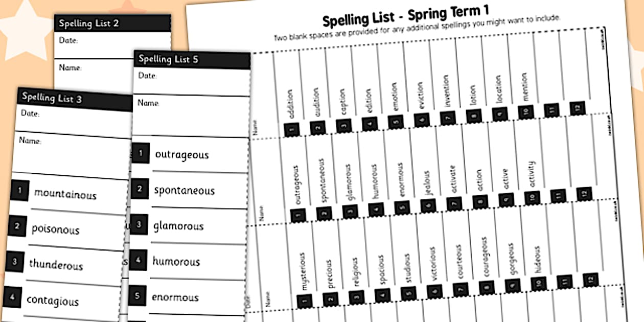 Home Educators Spelling Lists Year 4 Spring 1 - Twinkl