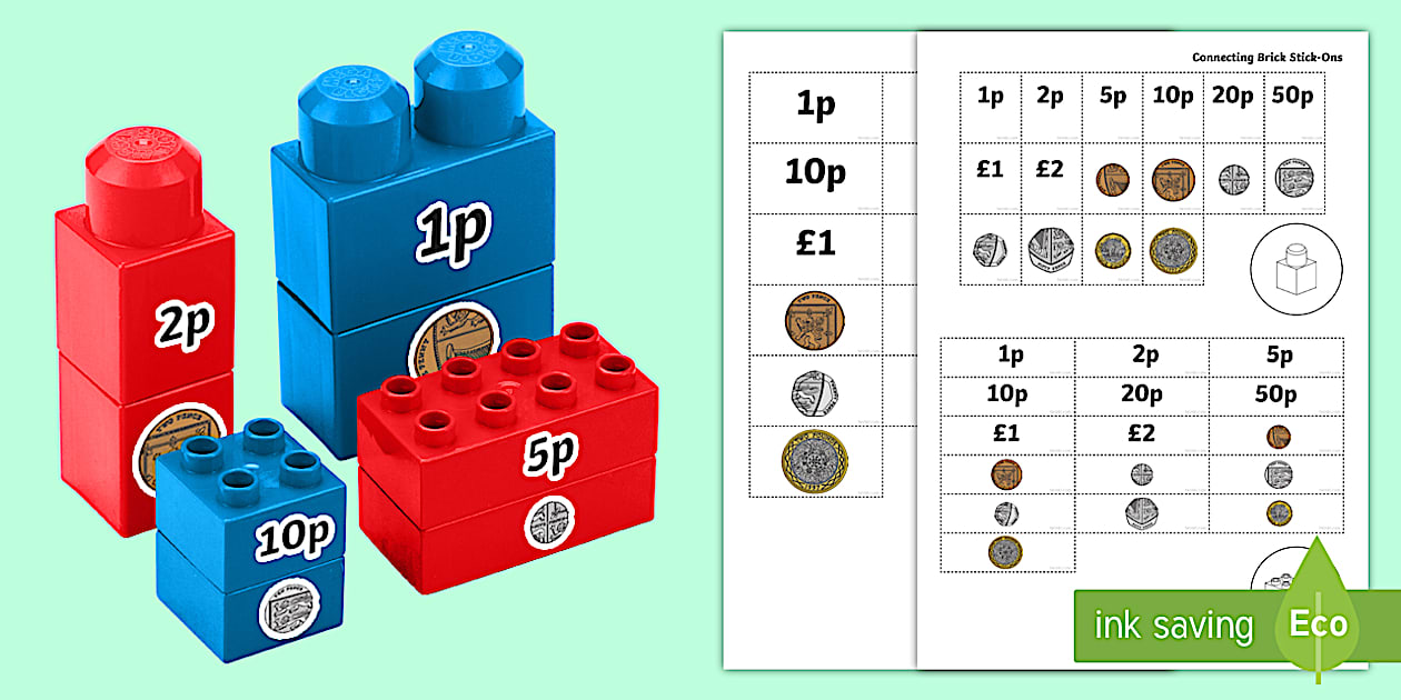 Matching Coins Value Connecting Bricks Game (teacher made)