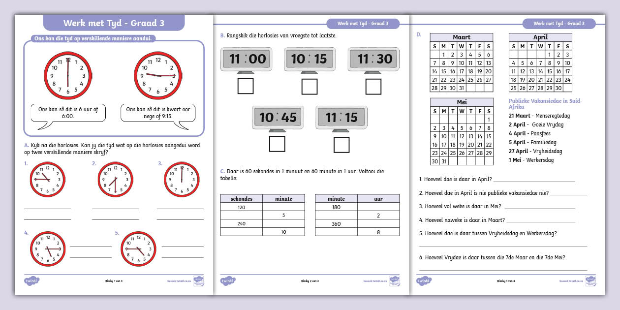 Werk met Tyd - Graad 3