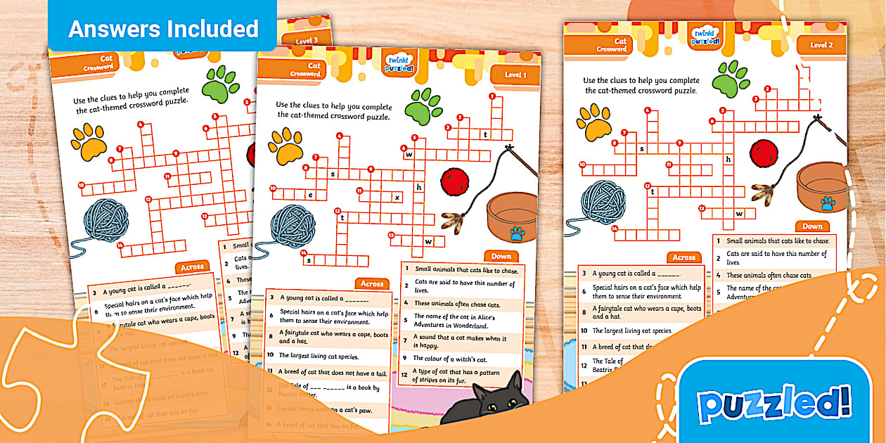 Cat Crossword - Twinkl Puzzled (teacher made) - Twinkl