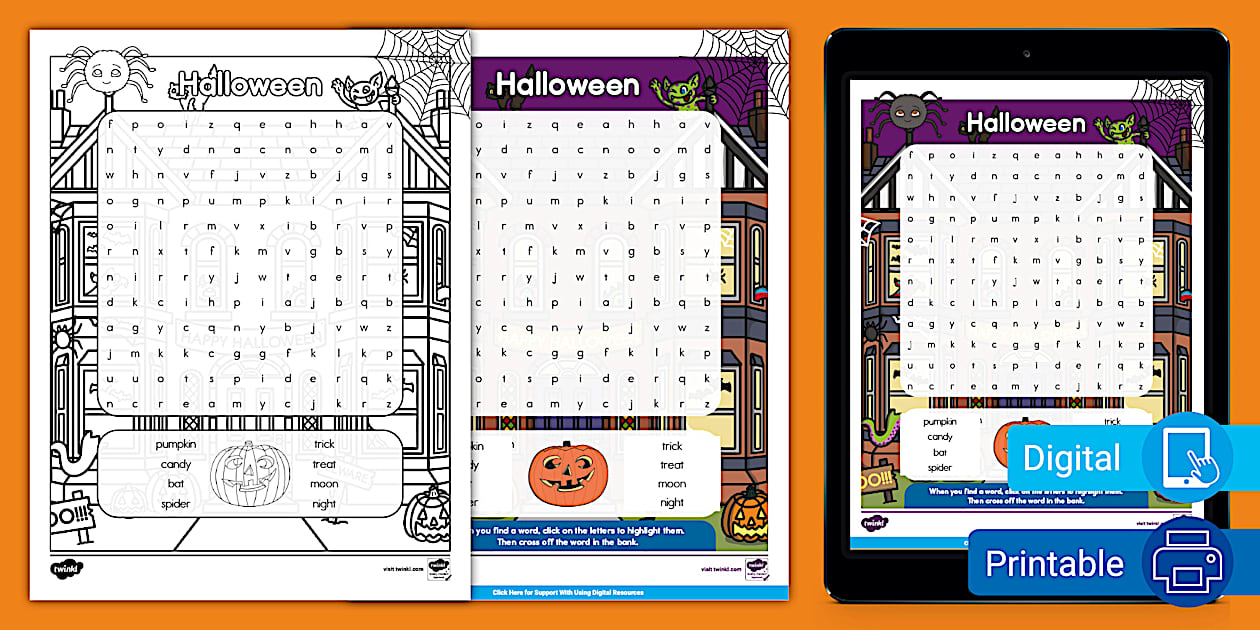 Halloween Word Search for Kids | Halloween | Twinkl USA