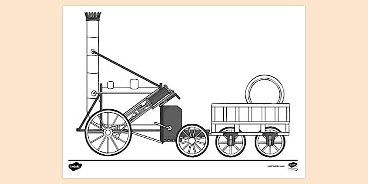 George Stephenson's Rocket Steam Engine Colouring Sheet