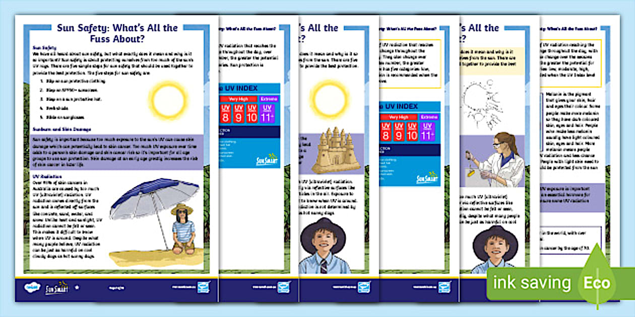 FREE! - Sun Safety Differentiated Reading Comprehension Years 3-6