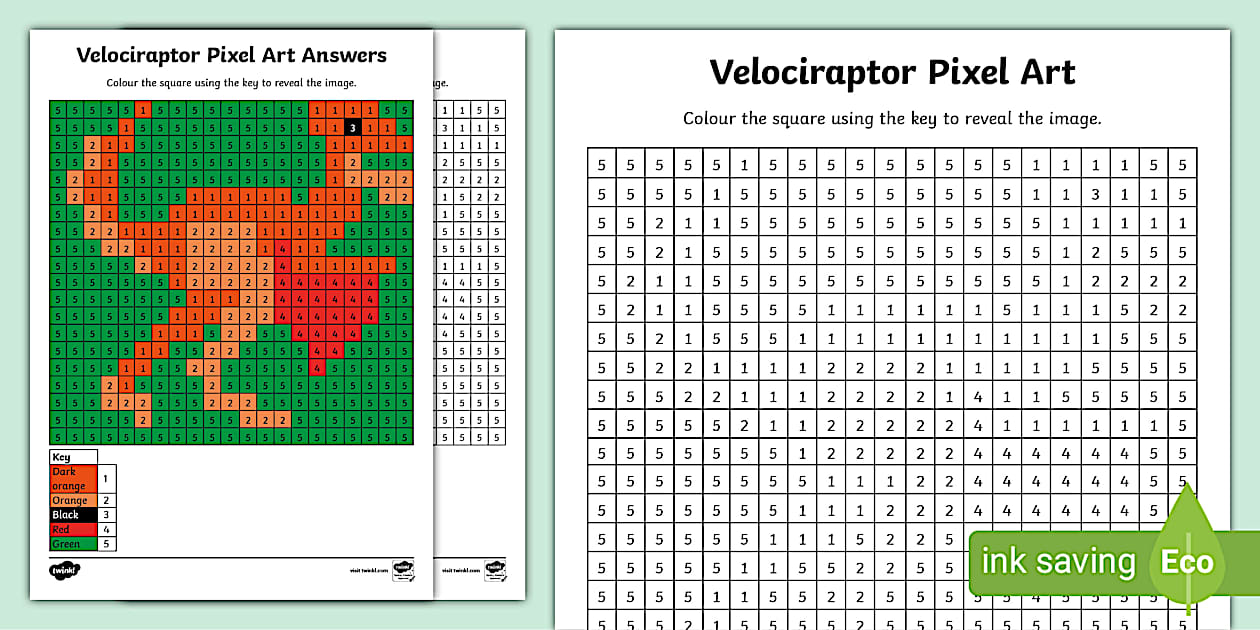 Velociraptor Pixel Art Template | Velociraptor | Pixel Art