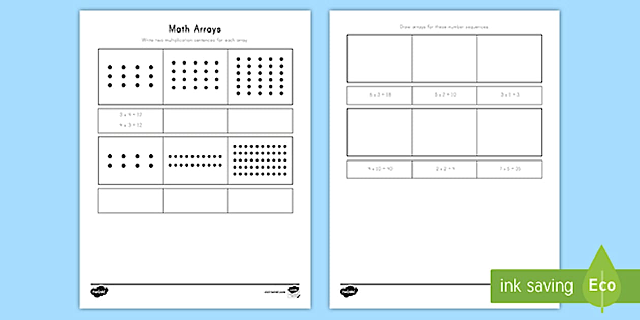 Second Grade Math Arrays Worksheet (teacher made) - Twinkl