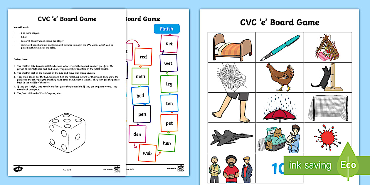 CVC 'e' Board Game (teacher made) - Twinkl