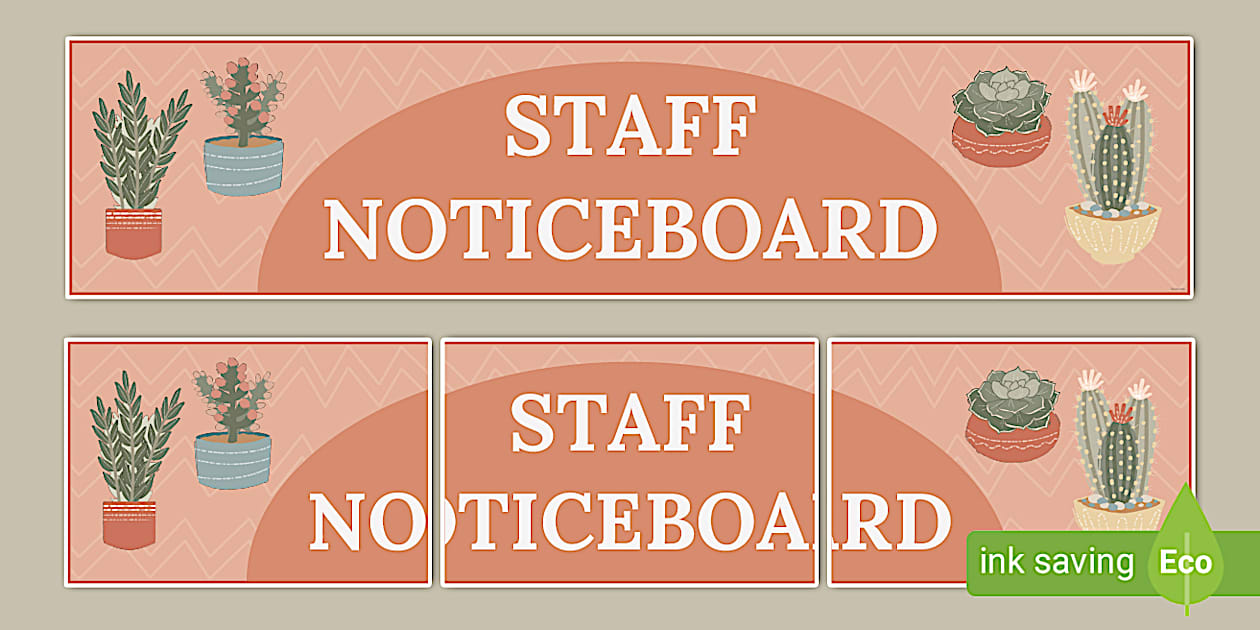 Succulents-Themed Staff Noticeboard Display Banner - Twinkl