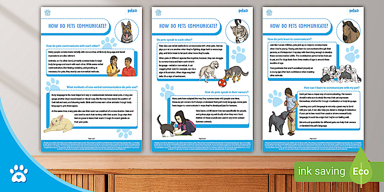 How Do Pets Communicate? Information Sheet - Twinkl Pets