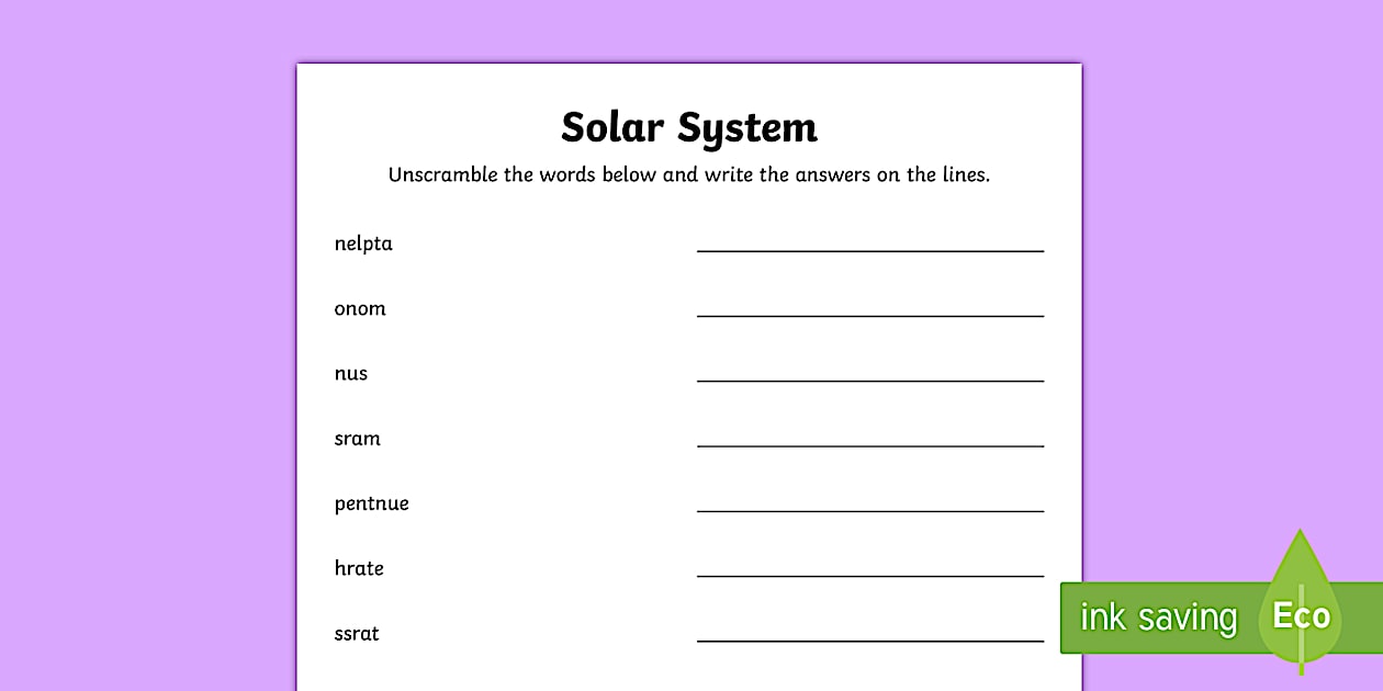 Solar System Differentiated Word Unscramble (Teacher-Made)