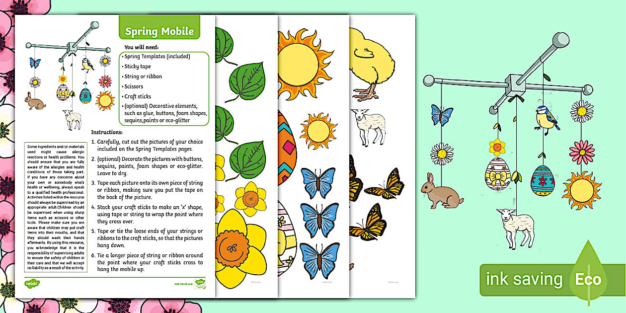 Spring Mobile Decoration - Twinkl - Arts and Crafts Activity